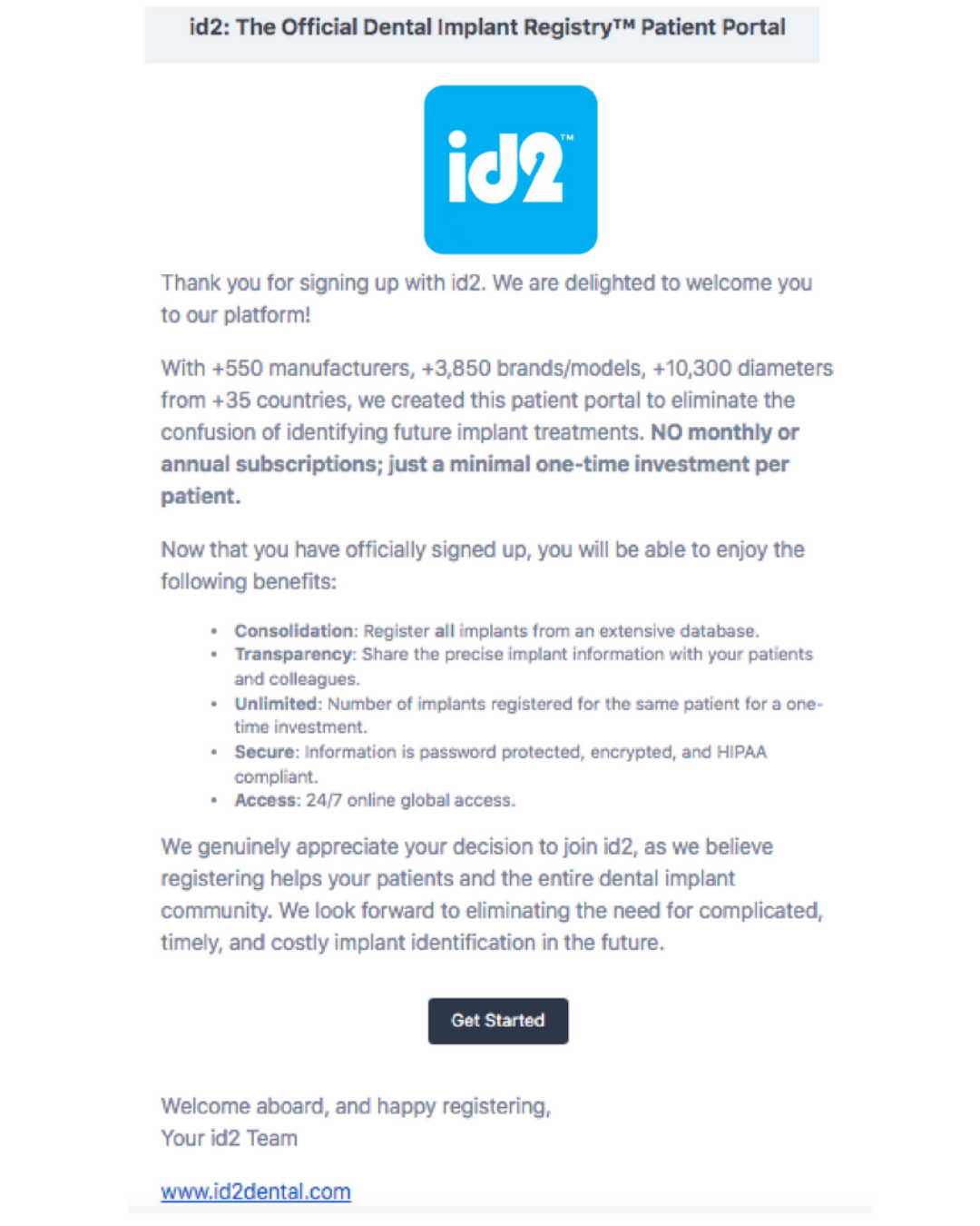 id2: The Official Dental Implant Registry™ Patient Portal